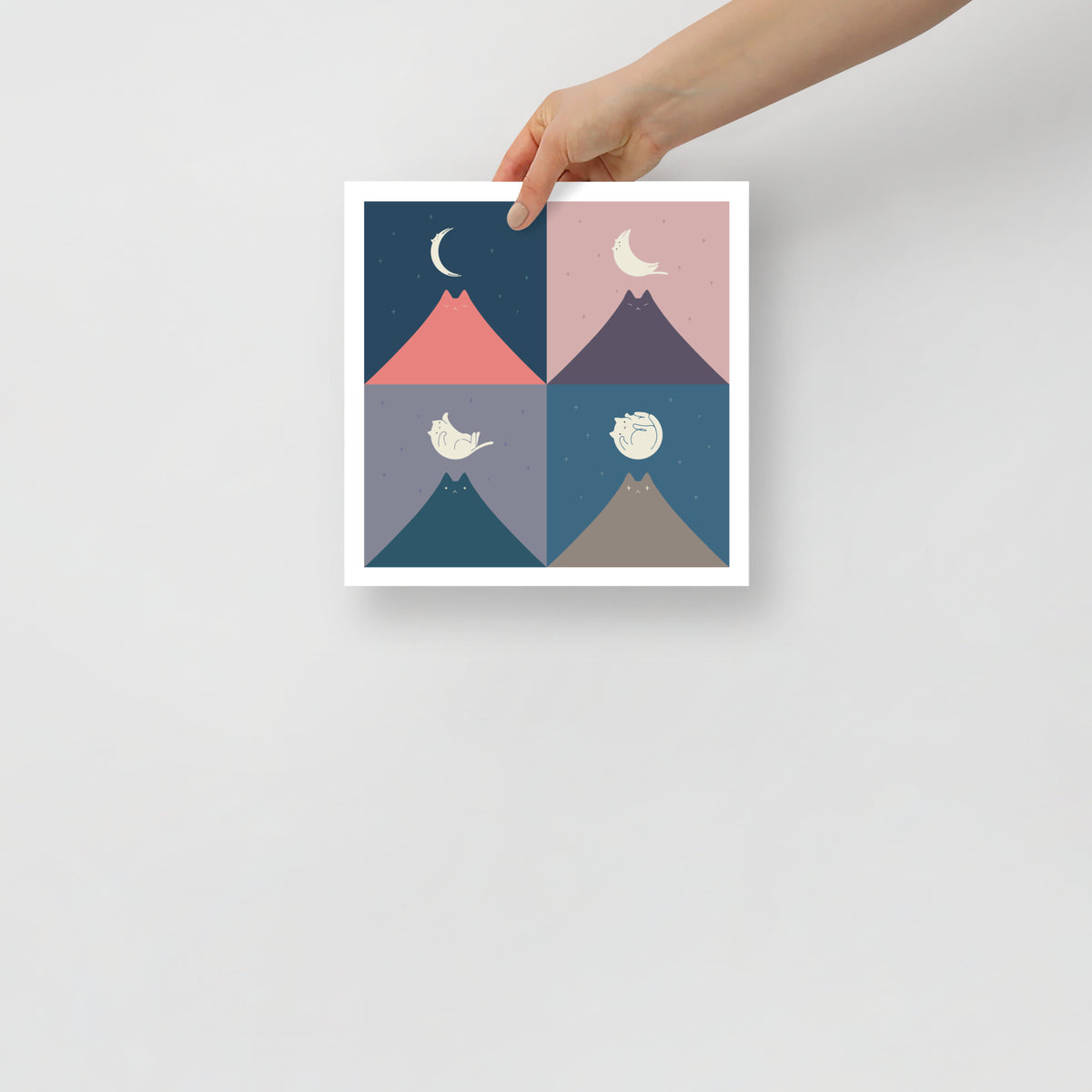 Cat Moon 2x2 - Art print | I Love Doodle - The visual art of Lim Heng Swee