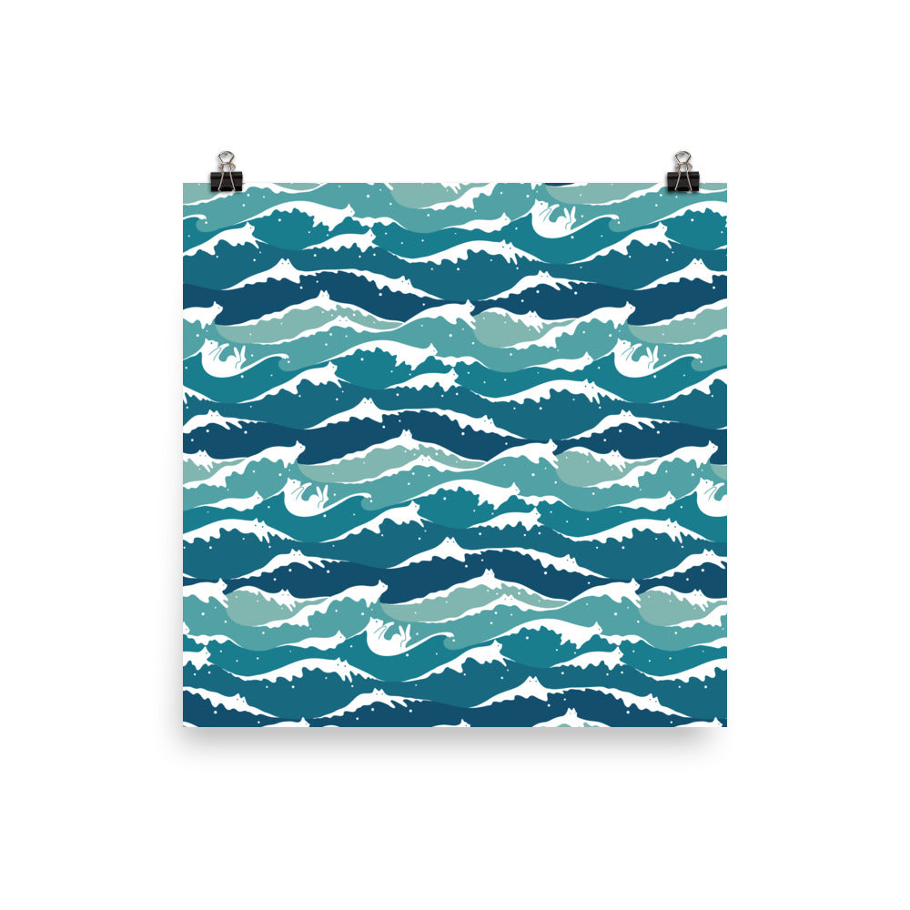 Cat Landscape 135: Cat Waves Pattern - Art print | I Love Doodle - The ...