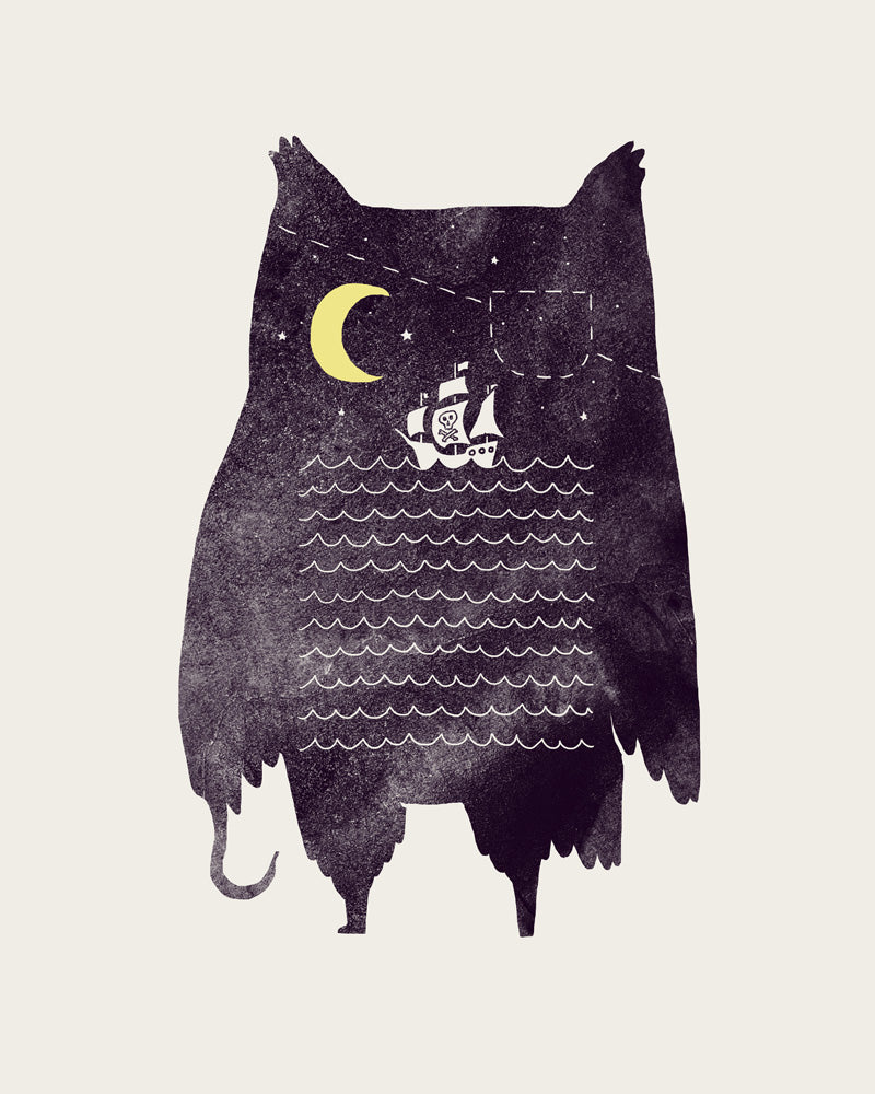 Pirate owl - Art print | I Love Doodle - The visual art of Lim Heng Swee